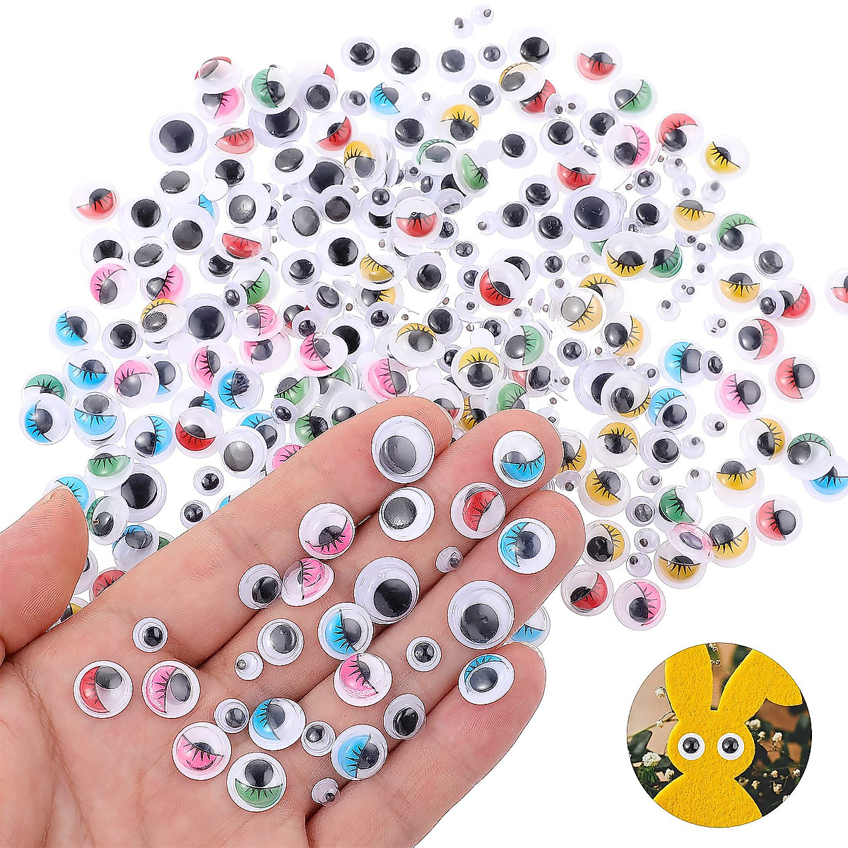 Stick on Eyes for Crafts, 700Pcs Assorted Size 4-12mm Self-Adhesive Googly Eyes Wiggle Eyes Craft Eyes