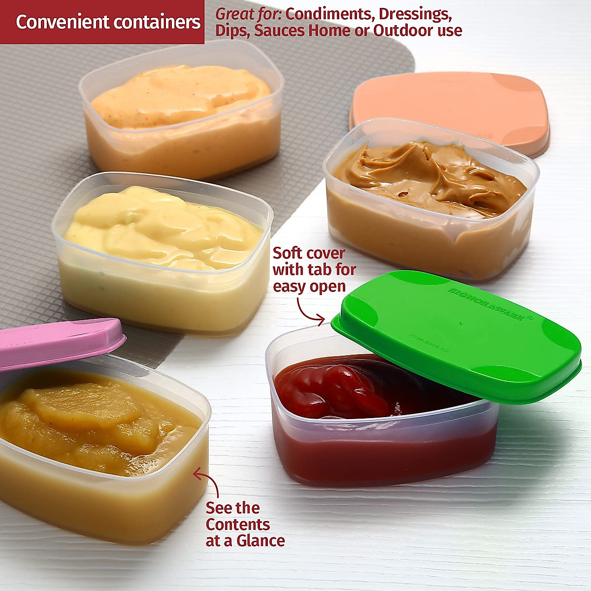 Reusable Airtight Food Containers 3 oz 8 pack. for Snacks, Baby/Toddler Food/Puree, Condiments, Picnics Food Prep, Lunch, Plastic Food Storage Containers–Dishwasher, Microwave, Freezer Safe BPA free