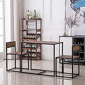 KFJBX Elm Wood Simple Dining Table Set Breakfast Table and Chair Three-Piece [90x47x75.5cm] Kitchen Room Furniture