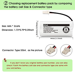 iMah BT162342 BT262342 BT183342 BT283342 Cordless Phone Batteries Compatible with VTech CS6114 CS6419 CS6719 AT&T EL5210 EL52300 EL52400 CL81101 CL80111 Handset Telephone, 2-Pack
