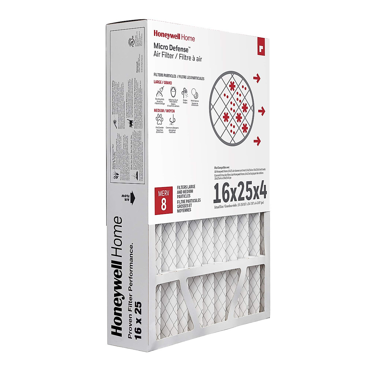 Honeywell Home CF100A1009/U MicroDefense AC Furnace 4 Inch High Efficiency Air Filter, 16x25x4