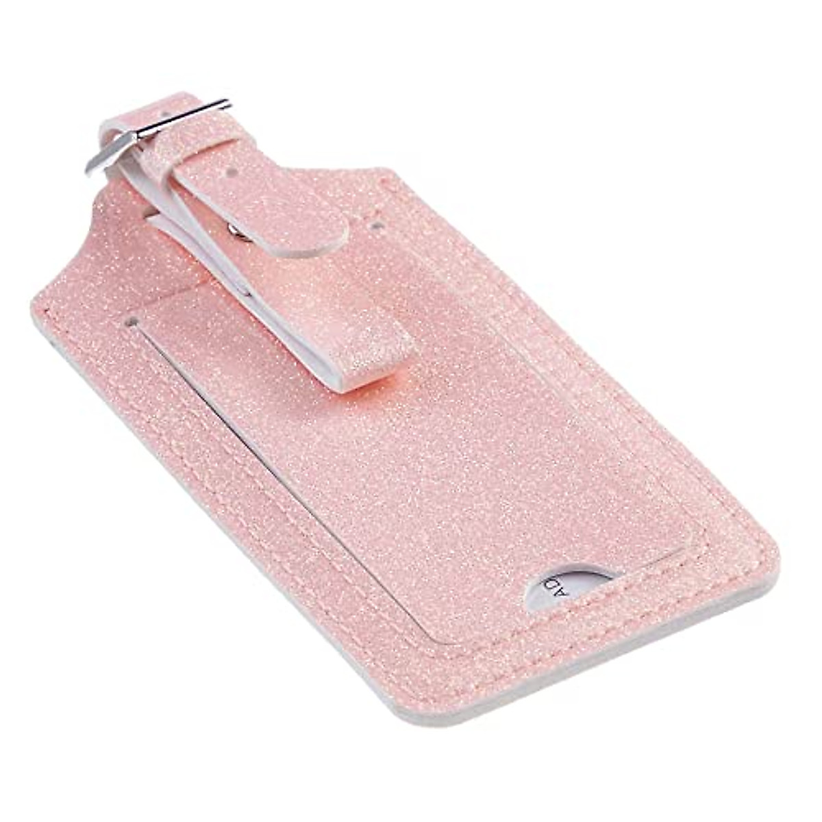 Gostwo 2 Pack Luggage Tags Leather Case Luggage Bag Tags Travel Tags(Sparking Pink)