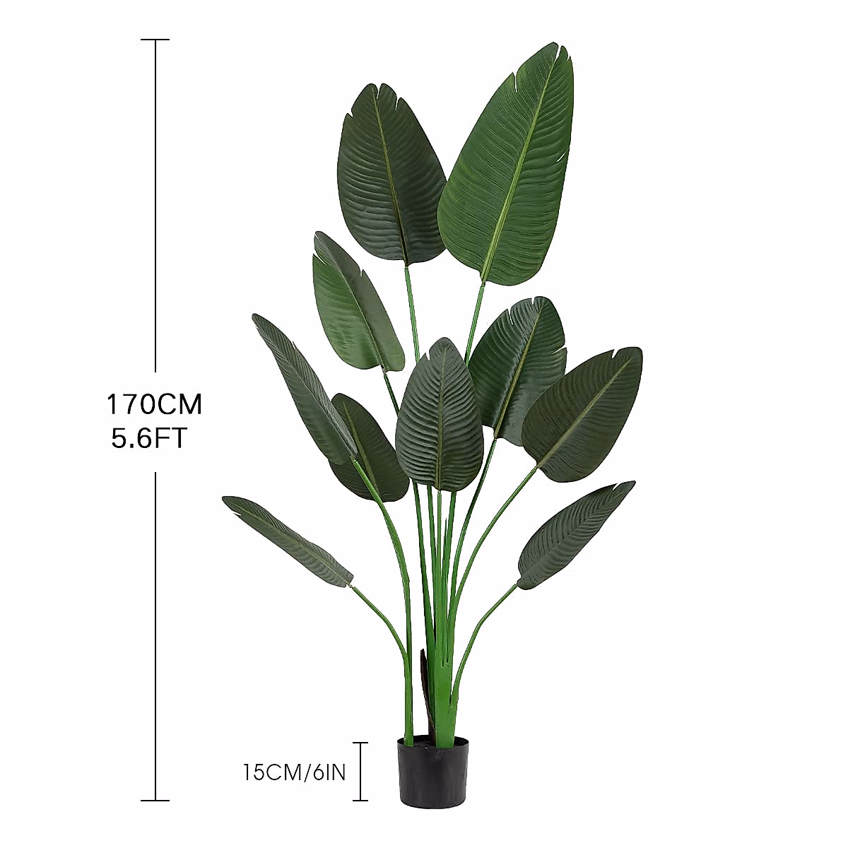 Hobyhoon 2PCS 5.6 ft Artificial Bird of Paradise Tall Silk Palm Tree in Pot Faux Plants Tropical Leaves Banana Tree for Modern Home Indoor Outdoor Office Decor