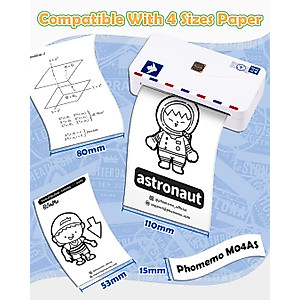 Phomemo M04AS Mini Printer with 110mm White Adhesive Paper Bundle