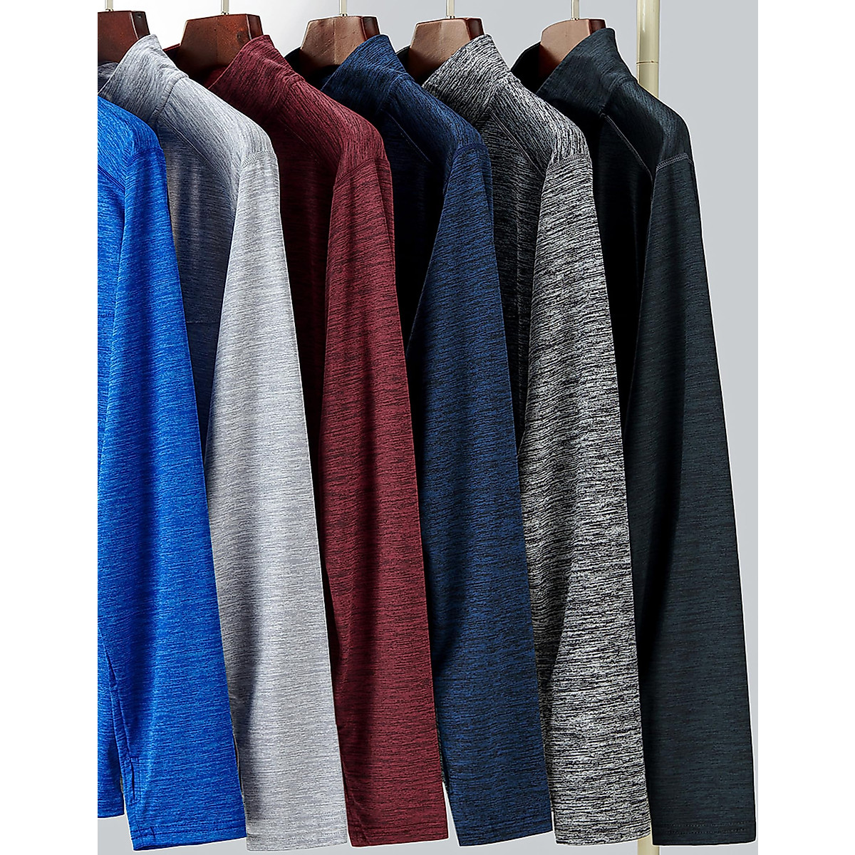 3 Pack: Men's Quarter 1/4 Zip Pullover Long Sleeve Workout Jackets, Athletic Dry Fit Running Shirts (Set 1, Medium)