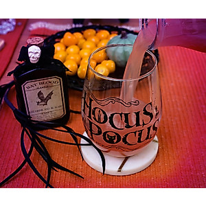 Disney Hocus Pocus Teardrop Stemless Wine Glass | Tumbler Cup For Mimosas, Cocktails | Home Barware For Liquor, Kitchen Decor | Sanderson Sisters Halloween Gifts And Collectibles | Holds 20 Ounces