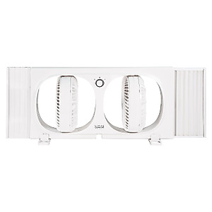 Comfort Zone Living Comfort Twin Window Fan with Individually 180 Degree Rotating Fan Heads, 9 inch, 2 Speed, Plastic Removable Bug Screen, Ideal for Home, Kitchen, Bedroom, & Office, LC329WT