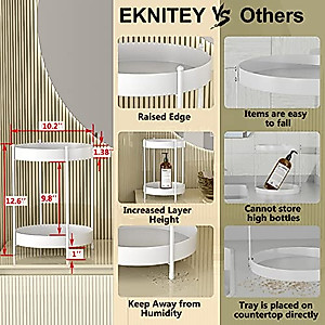 EKNITEY Bathroom Organizer Countertop Tray - Perfume Counter Organizers Small Sink Storage for Vanity Skincare 2 Tier (White)