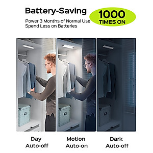 JACKYLED Closet Lights Battery Operated, 3 Pack Under Cabinet Motion Sensor Light Indoor, Stick-on Night Lights for Kitchen, Closet, Pantry (Battery NOT Included)