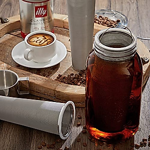 3 Pcs Cold Brew Coffee Filter With Handle 2 Quart Mason Jar Filter Stainless Steel Filter Wide Mouth Filter Coffee Tea Infuser Coffee Strainer Mesh for Cold Brew Coffee Maker Mason Canning Iced Tea