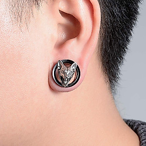 TBOSEN 2PCS Ear Gauges Animal Style Flesh Tunnel Gauges for Ears Stretcher Plug Jewelry Piercing Expander Gauges 0g - 1 inch 8mm-25mm