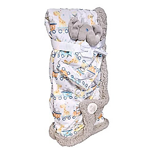 SONA G DESIGNS Lovey with Plush Security Blanket for Newborn Infant Baby (Gray Elephant Set)