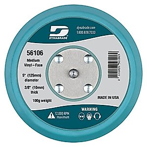 Dynabrade (56106) 5" (127 mm) Diameter Vinyl-Face Non-Vacuum Sanding Disc Pad, Orange | 3/8" (10 mm) Thick Urethane Medium Density, Swirl-Free Finish, 5/16"-24 Male Thread