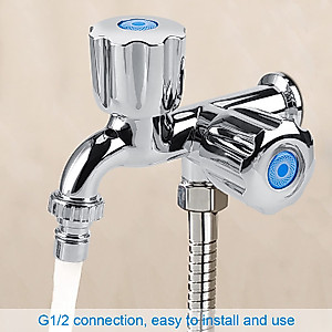 BORDSTRACT Water Tap, Double Cold Water Spouts ABS Plastic Water Tap Bathtub Kitchen Sink Faucet G1/2(Shutter Handle G 1/2)