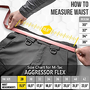 M-Tac Aggressor Flex - Tactical Pants - Men Cotton with Cargo Pockets (Olive Dark, W32 / L30)