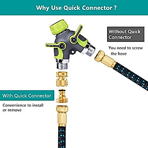 FINEST+ Garden Hose Quick Connector, Solid Brass 3/4 Inch Thread Fitting No-Leak Water Hose Female and Male Easy Connect (6 Sets)