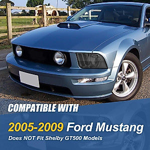 Auto Dynasty Factory Style Halogen Headlights Assembly Compatible with Ford Mustang Pony 5th Gen 2005-2009, Driver and Passenger Side, Smoked Lens Clear Corner