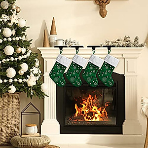 Zhengmy Christmas Stocking Holders Mantel Stocking Hangers Metal Hanging Hooks Stocking Holders Bases for Fireplace Free Standing Christmas Xmas Party Decoration (Black, 6 Pieces)