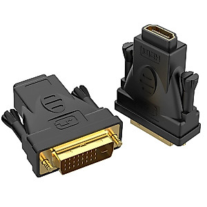 UVOOI DVI to HDMI Adapter 2-Pack, Bi-Directional HDMI to DVI (DVI-D 24+1) Adapter Conveter DVI Male to HDMI Female 1080P for PS5/PS4/PS3, HDTV, Projector, Computer