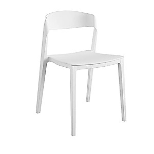 COSCO Outdoor/Indoor Stacking Resin Chair with Ribbon Back, 2-Pack, White