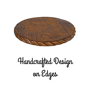 Wooden Trivets for Hot Dishes, Pots, Teapot and Pans (Set of 2) | 8'' Round Trivets with Bark, Heat Resistant Decorative Coasters Thanksgiving, Mothers Day Decor for Table, Kitchen Countertops