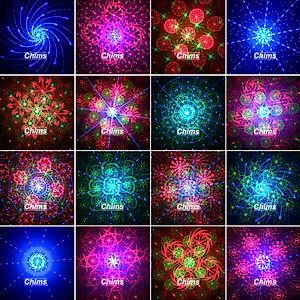 Chims Mini Party Laser Lights Show Portable RGB 32 Patterns Music Activated Led Lights for Party Family School DJ Party Festival Birthday Gift Outdoor Travel Garden Forest Camping New Year Decoration