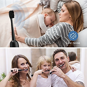 MOPIKO Electric Toothbrush for Adults,Travel Toothbrush Kit,Rechargeable Sonic Electric Toothbrushes with Travel Case and 4 Brush Heads,6 Modes,Cordless Fast Charge,Smart Timer (Black)