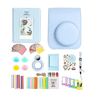 12 in 1 Accessories Kit for Fujifilm Instax Mini 12 Instant Camera with Camera Case+Photo Album & Frames+DIY Sticker+Selfie Lens+Wall Hanging Frame+Colored Filter (Pastel Blue)
