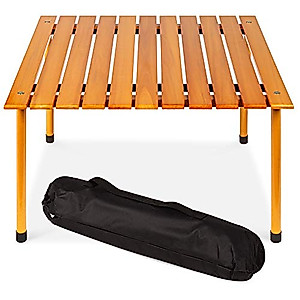 Best Choice Products 28x28in Foldable Indoor Outdoor All-Purpose Portable Wooden Table for Picnics, Camping, Beach, Tailgating, Patio, Kitchen, Living Room w/Carrying Case - Brown