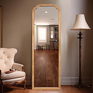 WallBeyond Full Length Mirror with Stand 65"x20", Rustic Wooden Frame Floor Mirror, Large Full Body Mirror for Bedroom, Leaning Against Wall (Naturl Solid Wood)