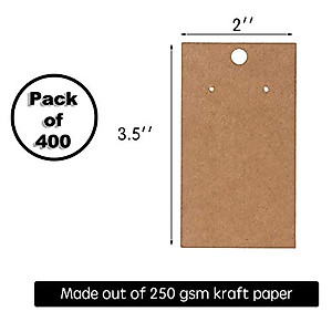 400 Pack Earring Cards - Earring Card Holder - Custom Earring Cards for Earring Display - Hanging Earrings - Bulk Earring Cards - 2 x 3.5 Inches - Brown (Pack of 400)