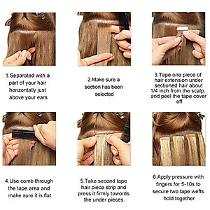 Dark Brown Tape in Hair Extensions Human Hair 100% Remy Human Hair Extensions Silky Straight for Fashion Women 20 Pcs/Package(14Inch #2 30g)