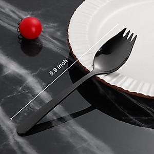 GENLGE Sporks Stainless Steel 4 Pack, 5.9 inch Reusable Metal Spork, Ice Cream Spoons Salad Forks Flatware Set, Fruit Appetizer Dessert Forks