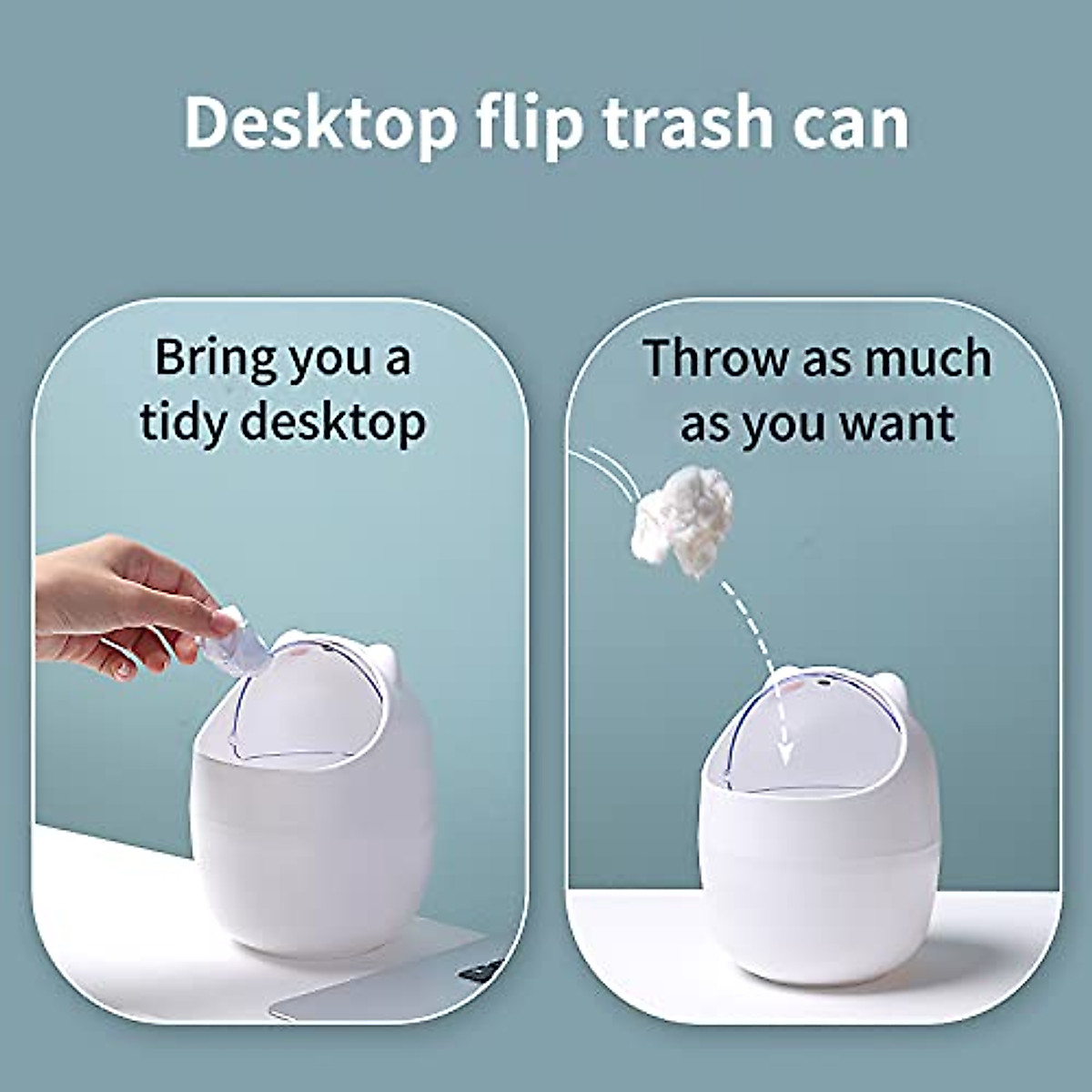 Trash Can,Mini Desktop Trash Can, Cute Cartoon Bear Shape Trash Can with Lid, Garbage Container Bin for Bathroom Kitchen Home Office Dorm Kids Room Waste Bin Arrangement