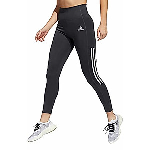 adidas Womens Lightweight High Rise 3-Stripe Mesh 7/8 Leggings (X-Large, Carbon/White)