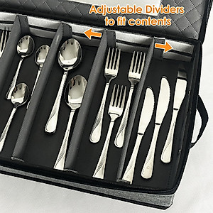 VERONLY Silverware Storage Box - Flatware Case Chest Box, 5 Compartment Tableware Cutlery Container with Removable PVC Lid and Easy to Carry Handles,Large Capacity Utensils(Light Grey)