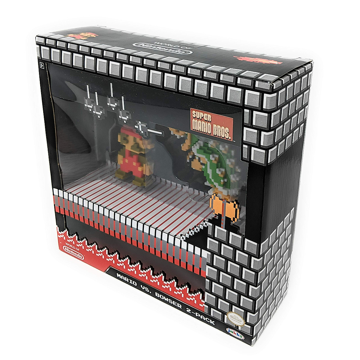 World of Nintendo 2.5" 8-Bit Classic Mario vs Bowser Action Figure 2-Pack