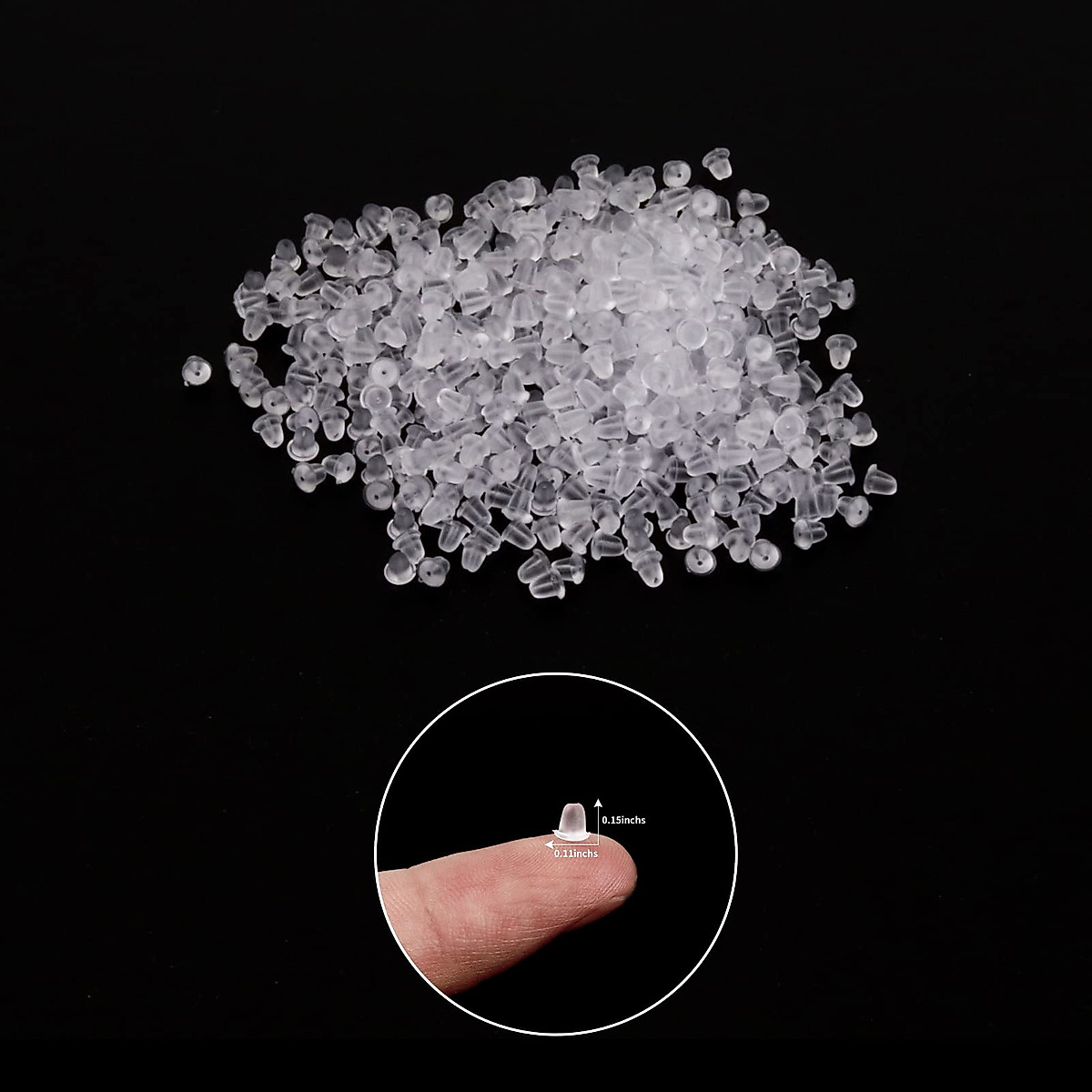 Silicone Earring Backs, 1200pcs Earring Backings Rubber, Soft Clear Ear Back Pads Backstops Bullet Clutch Stopper Replacement for Earring Studs Hoops, Diameter 4mm