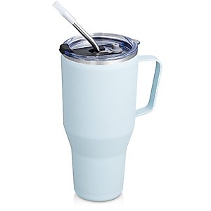 JEAREY 40oz Tumbler with Handle, Stainless Steel Tumbler with Lid and Straw, Insulated Tumbler Travel Mug for Hot Beverages and Cold Drinks, Tumblers for Cup Holders,Keep Cold for 24 Hours, Red