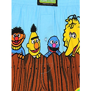 Sesame Street Elmo Cookie Monster Men's Button Fly Boxer Lounge Shorts (Medium, Multicolor)