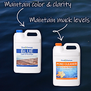 Pond Champs Blue Pond Dye and Pond Cleaner- 1 Gallon of Each