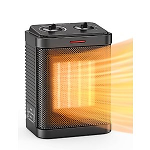 Space Heater for Indoor Use, 1500W PTC Ceramic Heater with Thermostat, Small Space Heater 2S Rapid Heating, 3 Modes, Electric Portable Heater with Safety Protection for Bedroom, Quiet Office
