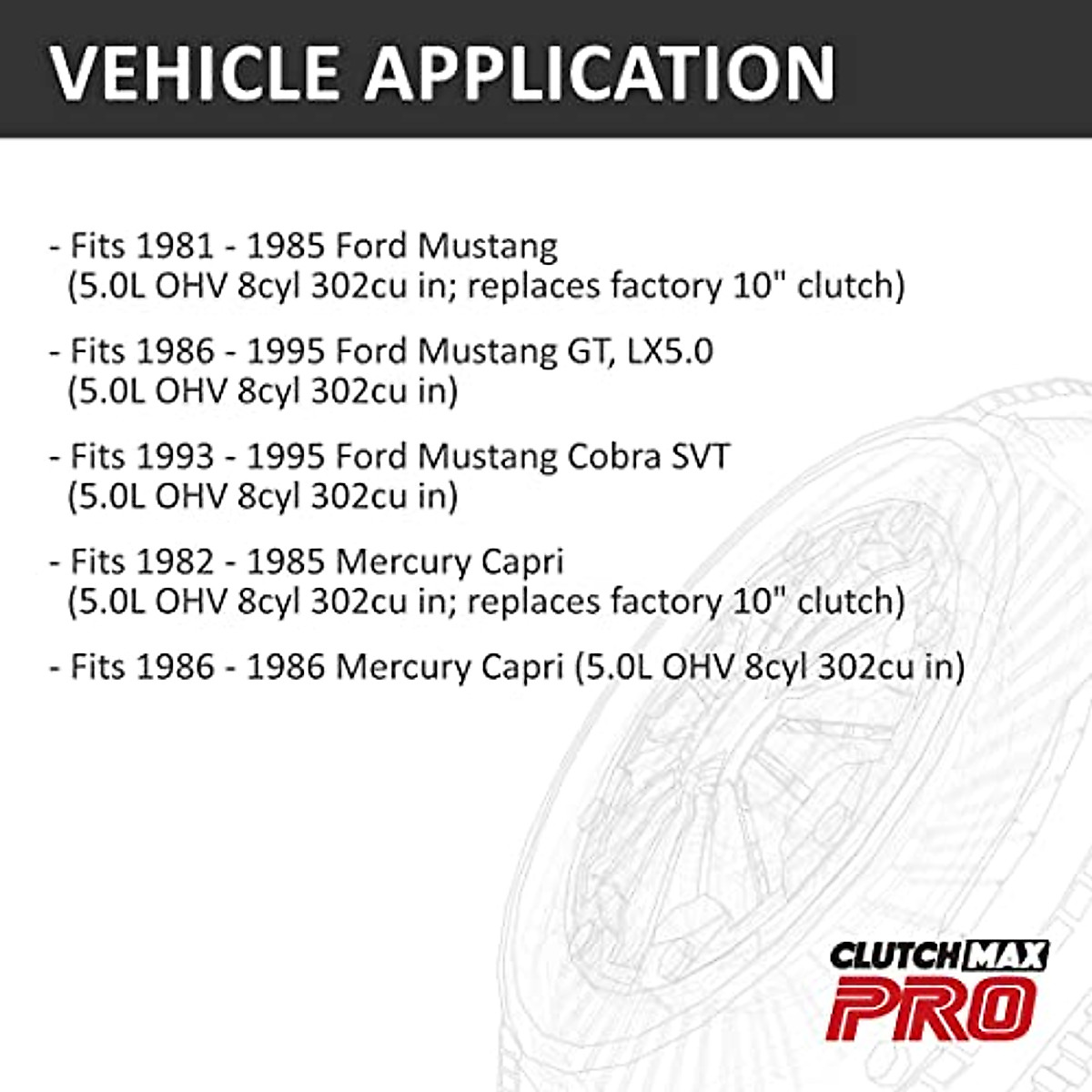 ClutchMaxPRO Compatible for Stage 2 Clutch Kit Ford Mustang GT LX5.0 Cobra SVT 5.0L 1981-1995 (CP07042HDWC-FW167711-ST2)