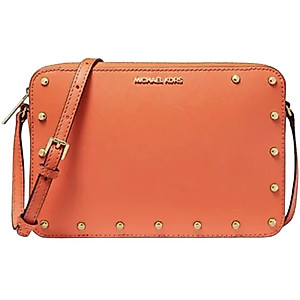 Michael Kors Sandrine Studded Saffiano Leather Crossbody Bag Tangerine Orange