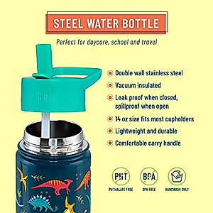 Wildkin 12 Inch Backpack Bundle with 14 Ounce Steel Reusable Water Bottle (Jurassic Dinosaurs)