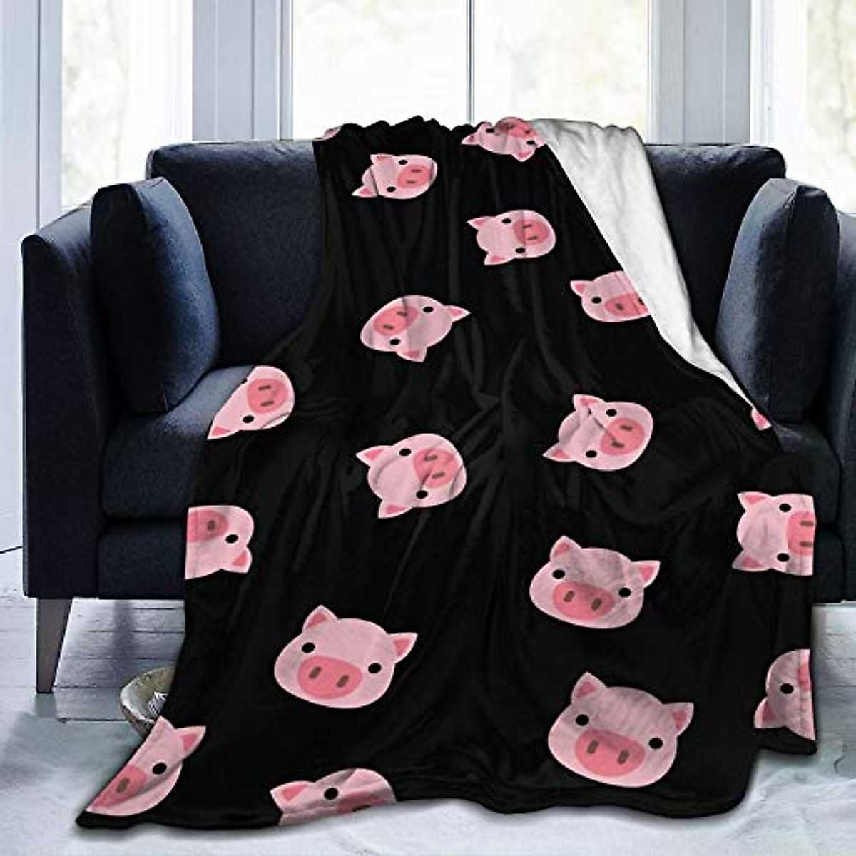 SARA NELL Pink Pig Blanket,Cute Cartoon Pig Face Flannel Fleece Throw Blanket,Super Soft Cozy Fluffy Warm Couch Bed Sofa Travelling Camping Blanket 50"X40" for Kids Adults All Season
