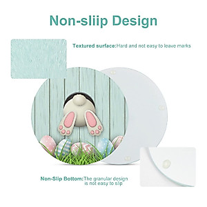 Bagea-Ka Easter_White Bunny Rabbit Pattern Tempered Glass Cutting Board 8" Round Kitchen Decorative Chopping Board Small
