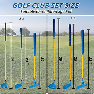 PGM Children's Golf Club Set - Can Hit Real Balls, Includes Wood, Iron, and Putter Clubs, Great for Beginner Boys and Girls, Instructional Training Set