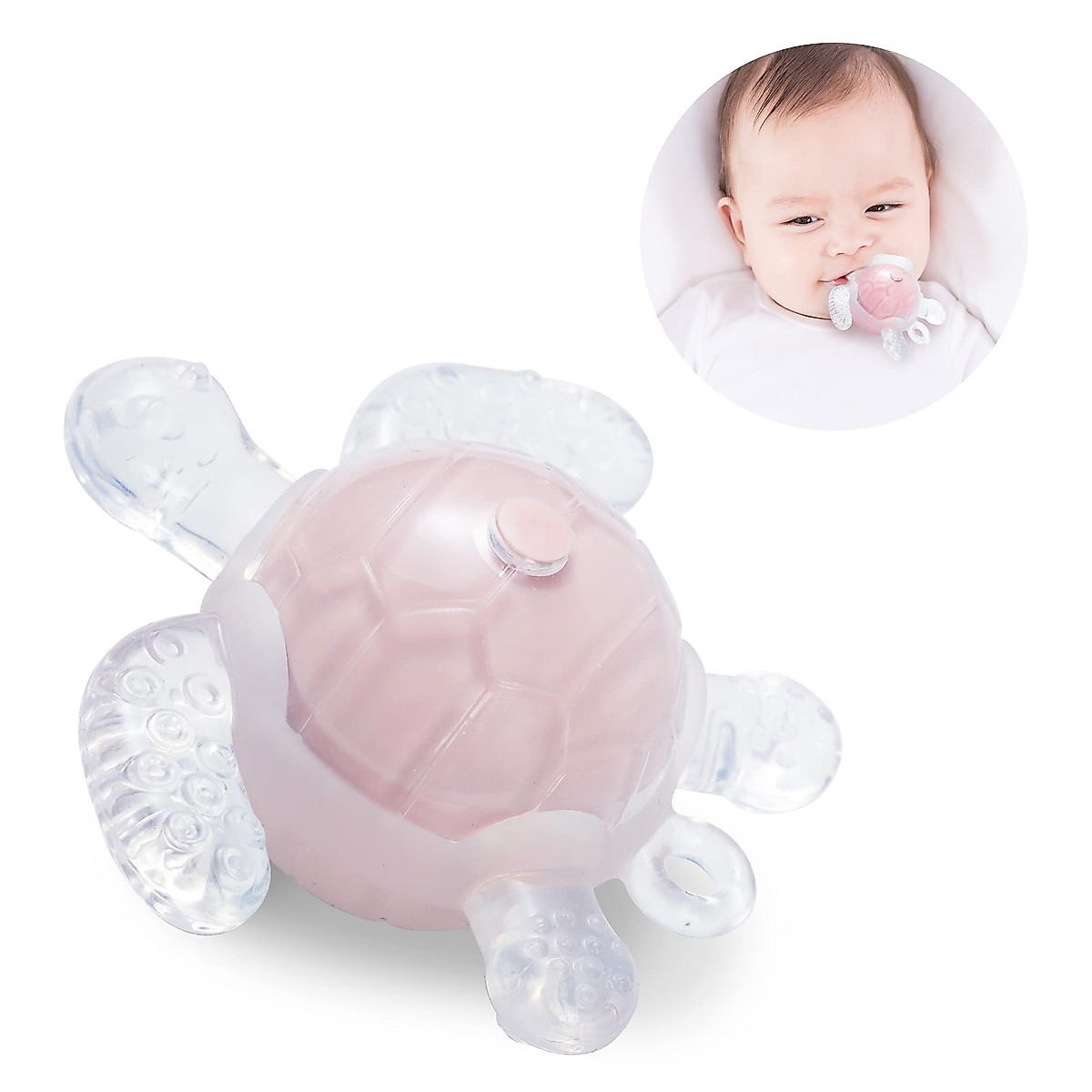 ODDAVA Baby Teething Toys, Silicone Baby Teether Bpa Free,Soothe Babies Sore Gums,Baby Chew Toys with Storage Case,Starfish Rattle Toys for 6 Month Boys and Girl (Pink)