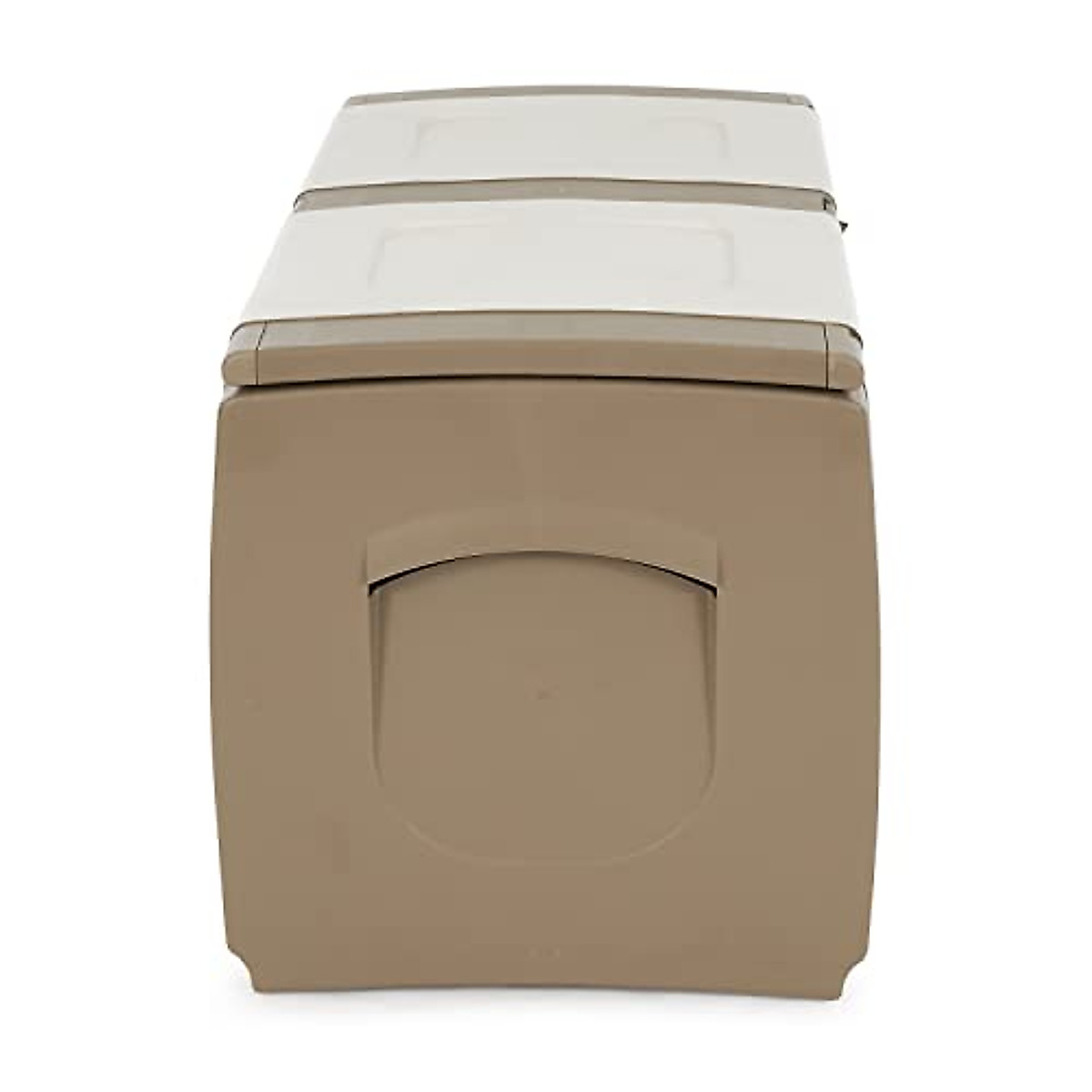 Homeplast Regular 52.83 Gallon Capacity Indoor Outdoor Heavy Duty Plastic Deck Box Storage Trunk, Beige/White